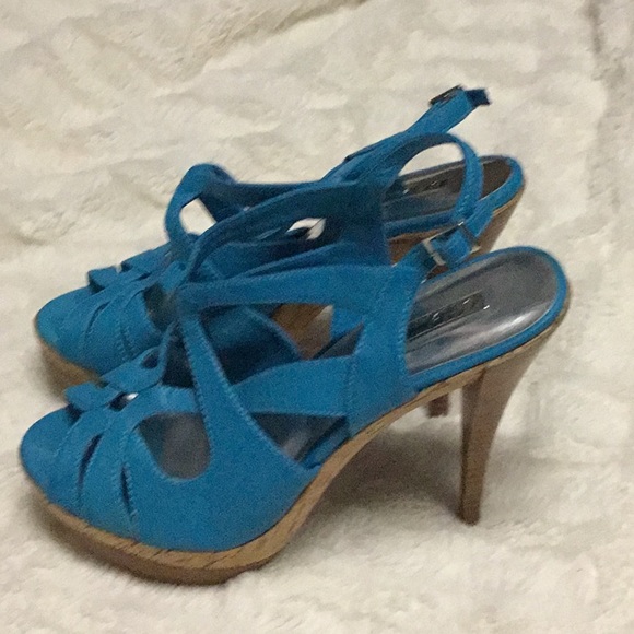 Wild Pair | Shoes | Teal Sandals With Cork Heel | Poshmark